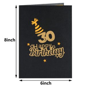 HOMANGA Happy 30th Birthday Pop Up Card, 30th Birthday 3D Greeting Card for Men or Women, 30th Birthday Gifts for Husband Wife, Pop Up Birthday Card with Blank Note and Envelope, 6" x 8"