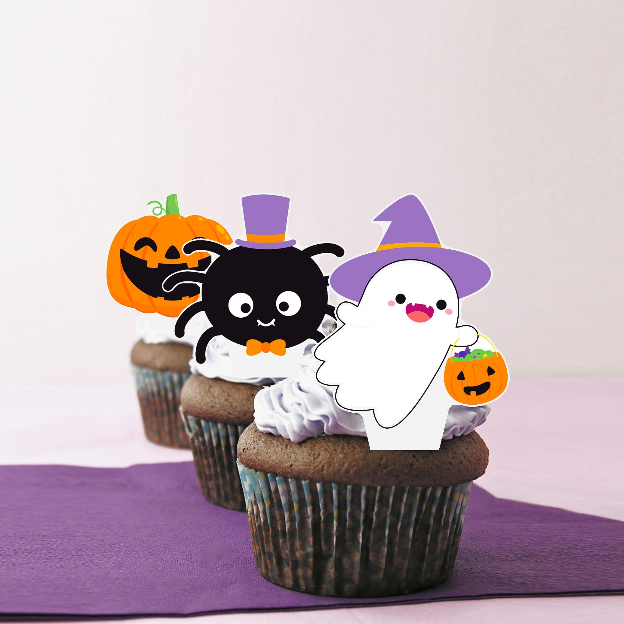 48Pcs Hallooween Cupcake Toppers A Baby is Brewing Cupcake Toppers Halloween Baby Shower Cake Decorations Ghost Pumpkin Cupcake Picks for Happy Hallowwen Boo Baby Shower Birthday Party Supplies