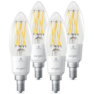 sengled smart light bulb, e12 smart bulb, s1 auto pairing with alexa devices, candelabra light bulbs, smart chandelier light bulbs that work with alexa, 45w equivalent, warm light bulbs, 4-pack