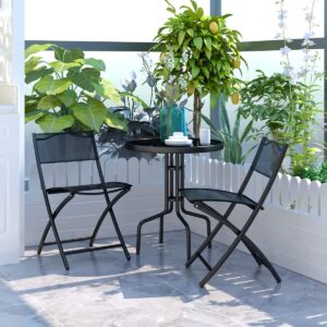 hysache, Weather-Resistant Indoor/Outdoor Patio Furniture Table and Chairs Conversation 3 PCS Bistro Set, Black