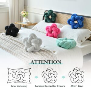 Wadser Knot Plush Throw Pillow Handmade Knotted Star Pillow Soft Sofa Lumbar Cushion Stuffed Ball Pillow Home Office Children Room Decor, Emerald Green