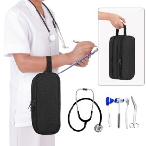 Trunab Stethoscope Carrying Case Hold 2 Stethoscopes or BP Cuffs, Compatible with 3M Littmann/MDF/ADC, Medical Case with Extra Pocket for Nurse Accessories, Essentials for Nurses, Doctors, Black