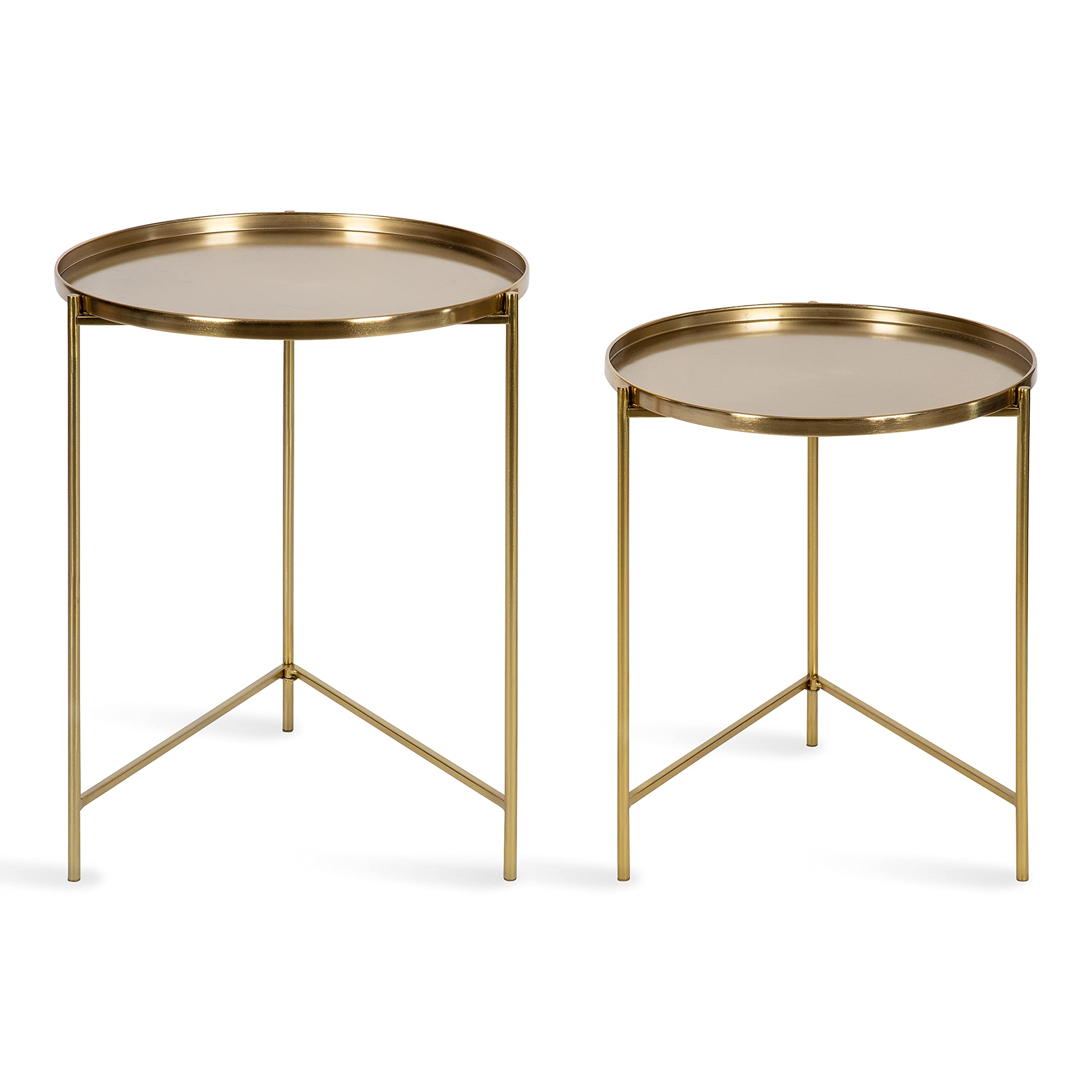 Kate and Laurel Ulani Round Metal Nesting Accent Tables, 2 Piece, Gold