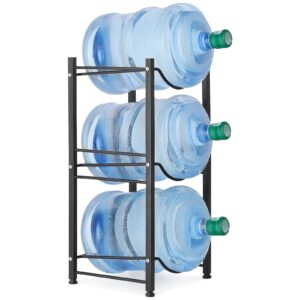 mooace 3-tier water jug rack, 5 gallon detachable water bottle holder for kitchen, office, home, black