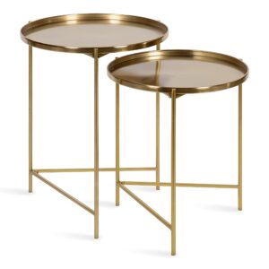 kate and laurel ulani round metal nesting accent tables, 2 piece, gold