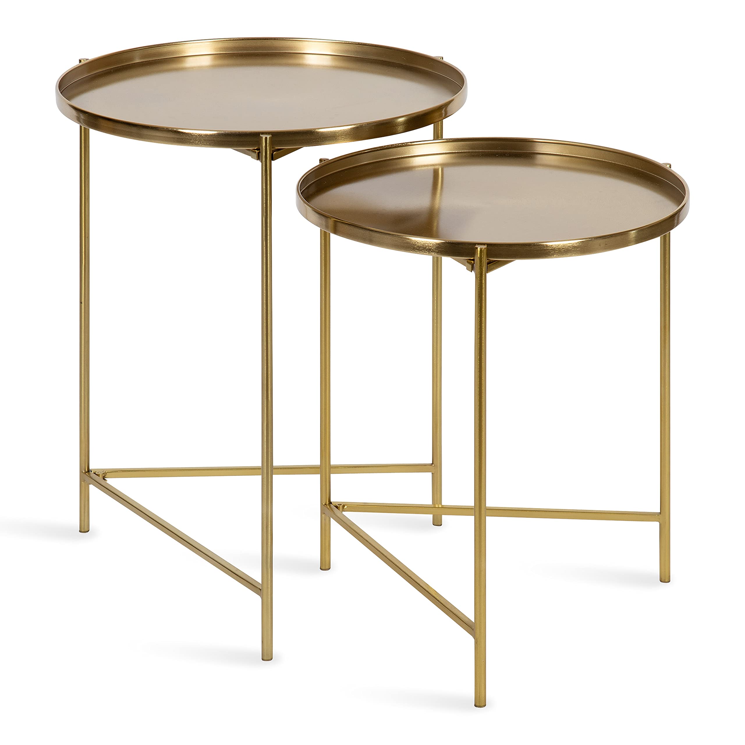 Kate and Laurel Ulani Round Metal Nesting Accent Tables, 2 Piece, Gold