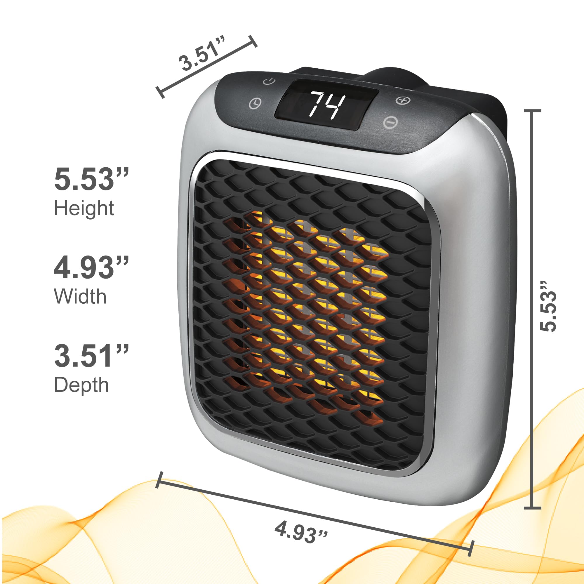 Ontel Handy Heater Turbo Heat 800W Wall Outlet Small Space Heater with Adjustable Thermostat, Programmable 12-Hour Timer, Auto Shut Off - Quiet & Space-Saving Ceramic Mini Heater (Packaging May Vary)