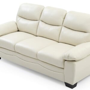 Glory Furniture Marta Upholstered Sofa, Pearl Faux Leather