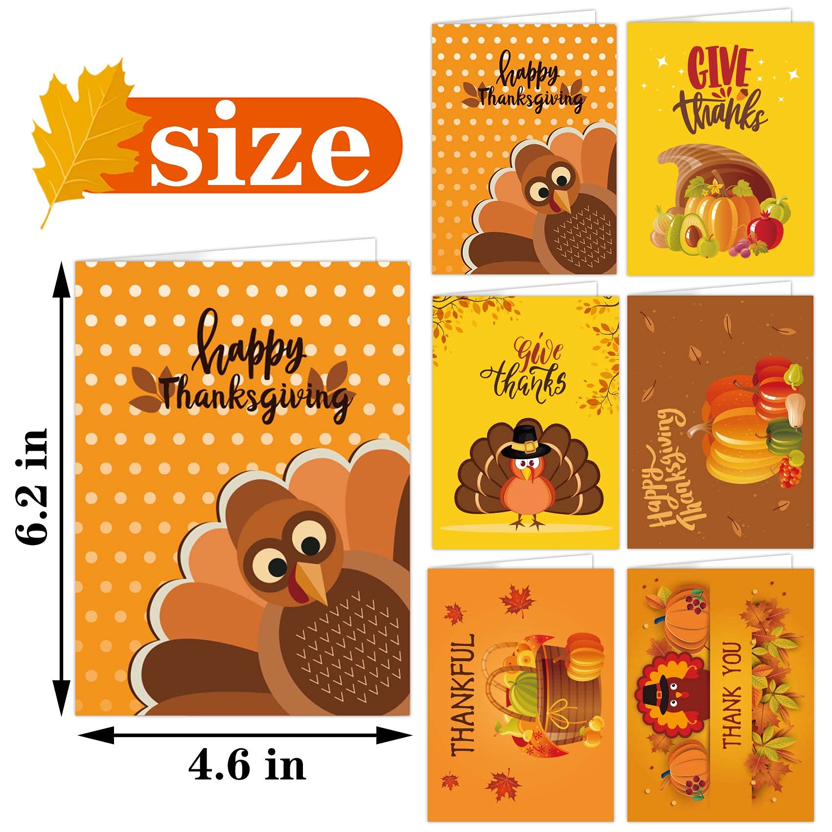 Funnlot Thanksgiving Cards 36PCS Bulk Thanksgiving Cards with Envelopes for Family Thankful Cards Fall Autumn Holiday Parties Celebrations Harvest Wedding Dinner Happy Thanksgiving Cards Bulk