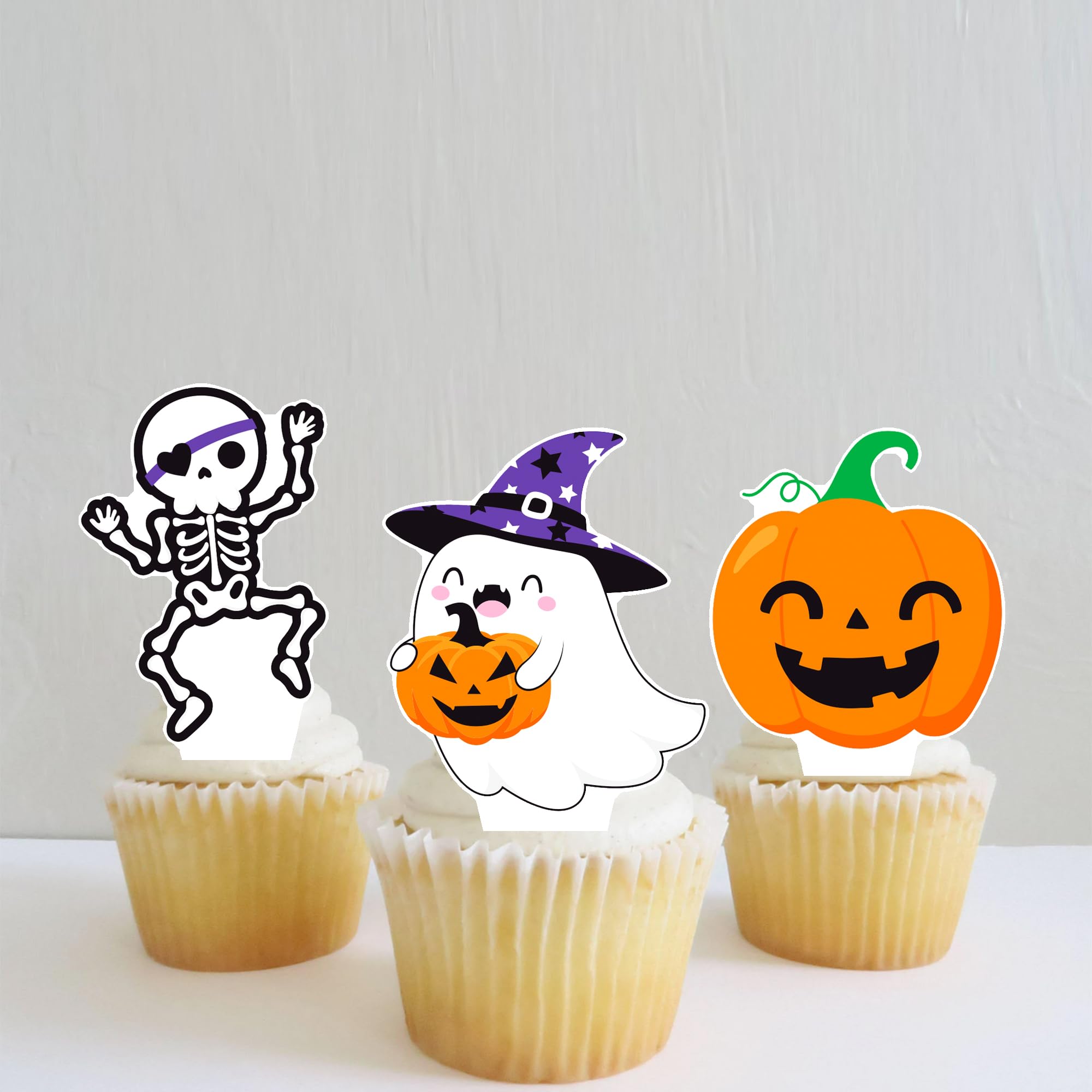 48Pcs Hallooween Cupcake Toppers A Baby is Brewing Cupcake Toppers Halloween Baby Shower Cake Decorations Ghost Pumpkin Cupcake Picks for Happy Hallowwen Boo Baby Shower Birthday Party Supplies