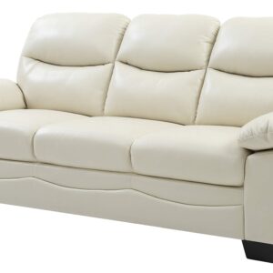 Glory Furniture Marta Upholstered Sofa, Pearl Faux Leather