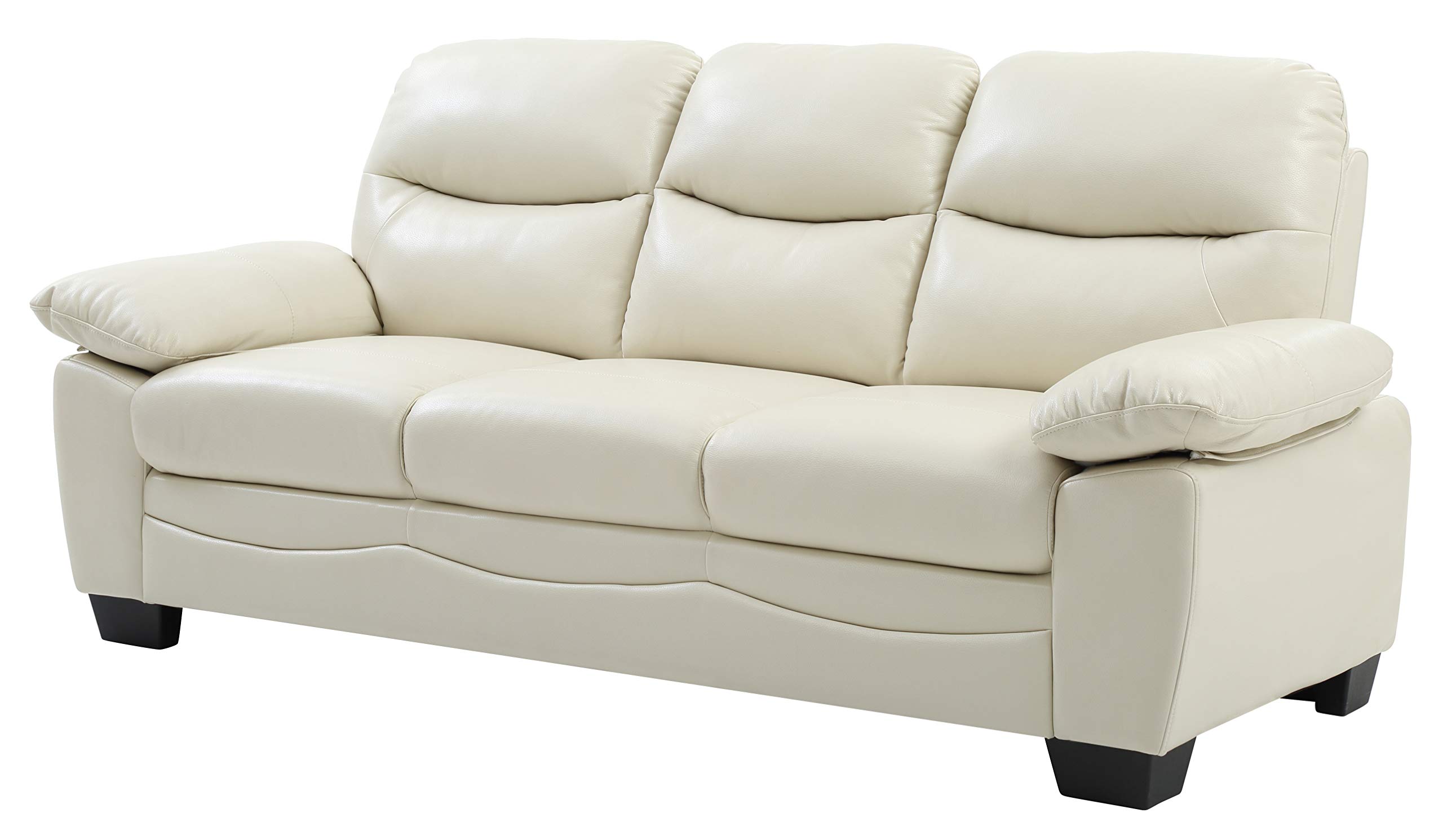 Glory Furniture Marta Upholstered Sofa, Pearl Faux Leather