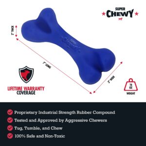 Tuff Pupper SuperChewy Tough Dog Bone Toy Strong Natural Rubber | Great Dog Fetch Toy | Chew Toy for Dogs | Ultra Durable Chew Toy for Moderate Chewers | Large Breed Tested