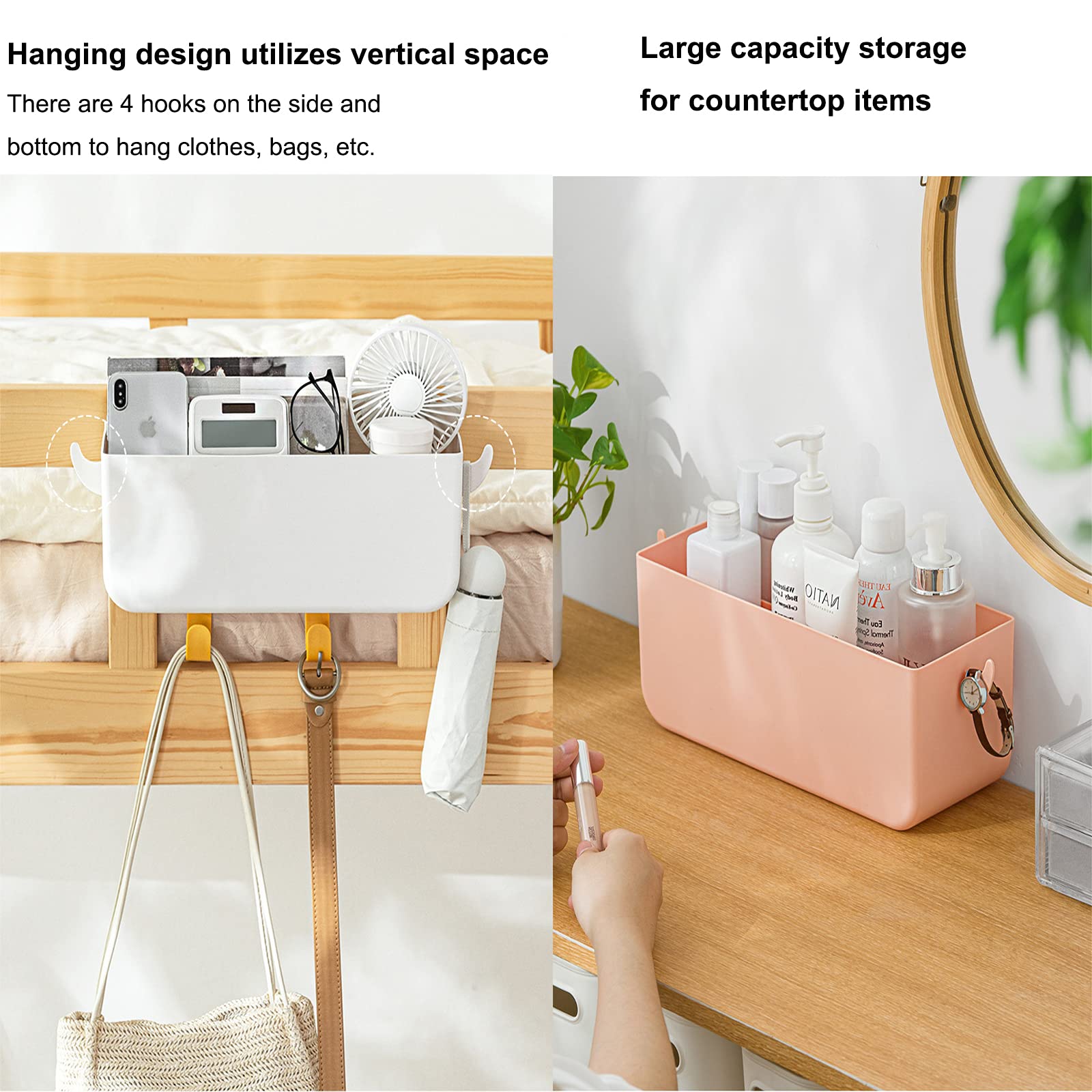 WYZHDQ Bedside Organizer Storage Caddy Hanging as Bunk Bed Storage Accessories Handrail Multi Pockets for Dorm Bunk Bed Shelf