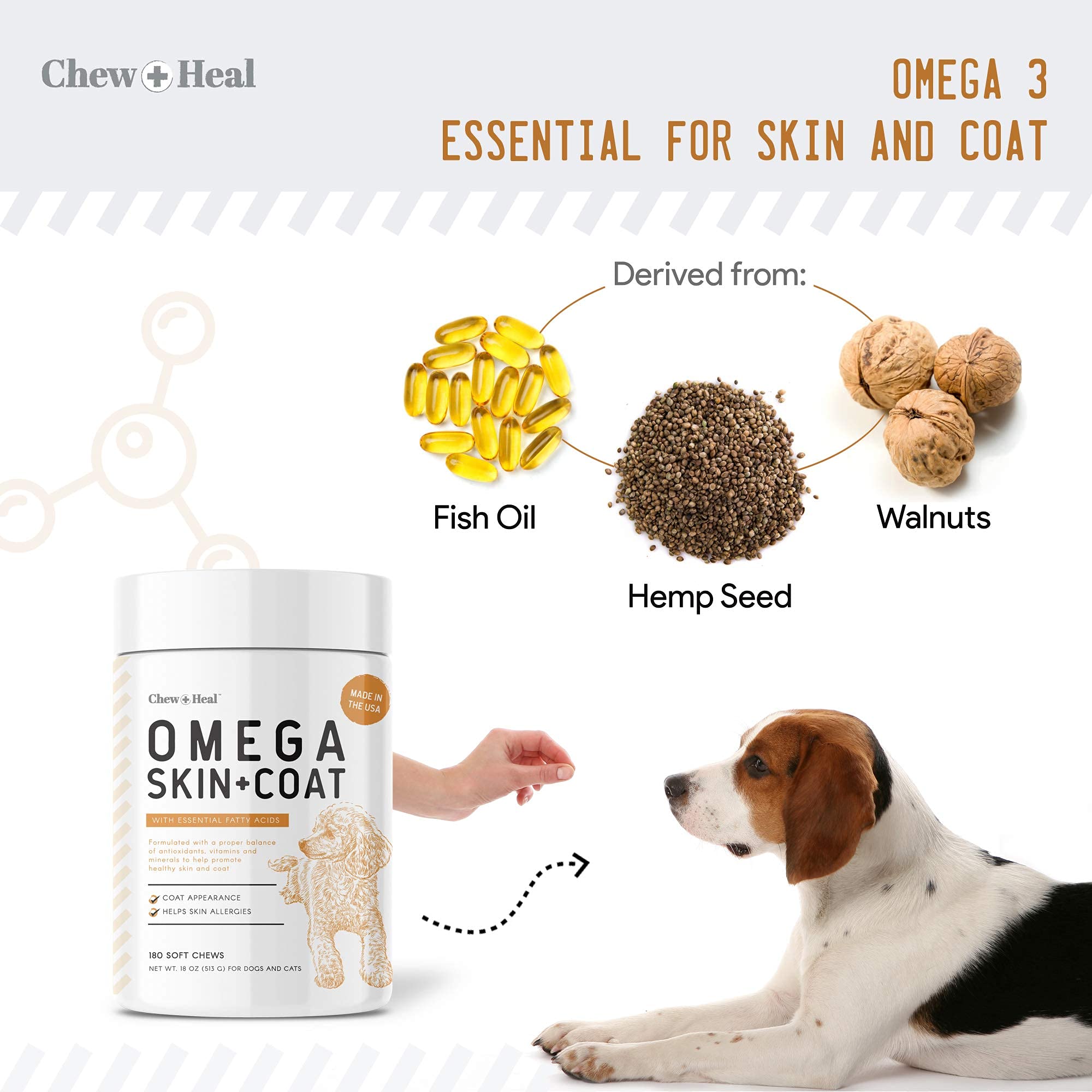 Dog Calming Treats and Salmon Oil Omega Treats for Skin and Coat -Anxiety and Stress Relief Supplement Thiamine and L-Tryptophan for Travel, Storms, Fireworks -Essential Fatty Acids, Omega 3, 6, and 9