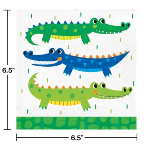 Kids Alligator Birthday Party Supplies Set | Zoo Safari Disposable Paper Plates Napkins Tablecloth and Crocodile Decorations for 24 (85 Pieces)