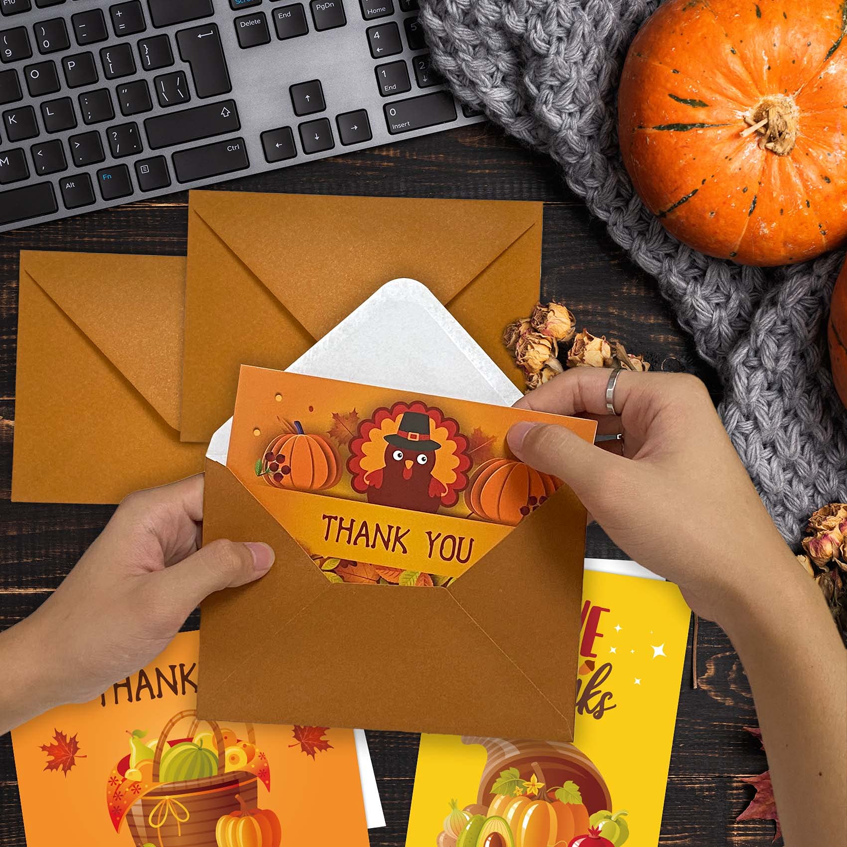 Funnlot Thanksgiving Cards 36PCS Bulk Thanksgiving Cards with Envelopes for Family Thankful Cards Fall Autumn Holiday Parties Celebrations Harvest Wedding Dinner Happy Thanksgiving Cards Bulk