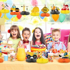 9 Pieces Construction Party Centerpieces Honeycomb Car Construction Centerpieces Truck Construction Centerpieces 3D Construction Table decorations for Birthday Party favors Supplies