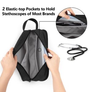 Trunab Stethoscope Carrying Case Hold 2 Stethoscopes or BP Cuffs, Compatible with 3M Littmann/MDF/ADC, Medical Case with Extra Pocket for Nurse Accessories, Essentials for Nurses, Doctors, Black