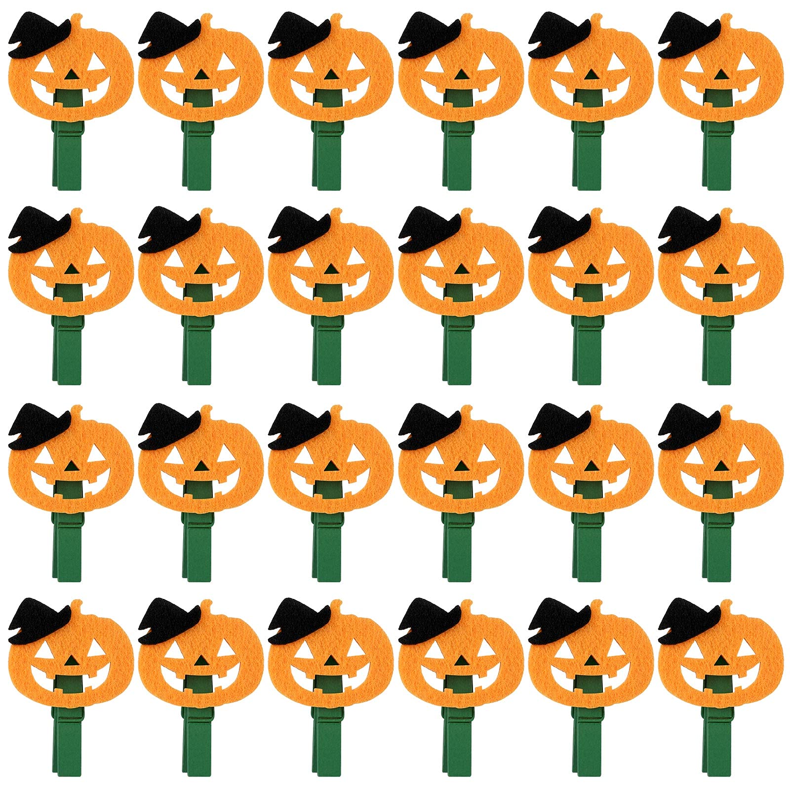 Halloween Pumpkin Clips Small Clothespins Snacks Pins Wooden Pumpkin Photo Clips Mini Decorative Craft Clips (24 Pieces)