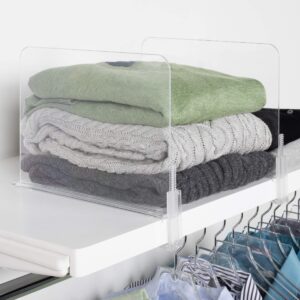 richards homewares acrylic shelf dividers - purse, sweaters organizer for closet - clear separators closet shelf organizer - 8 pack adjustable up to 2.5” thick