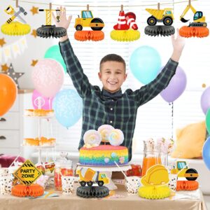 9 Pieces Construction Party Centerpieces Honeycomb Car Construction Centerpieces Truck Construction Centerpieces 3D Construction Table decorations for Birthday Party favors Supplies