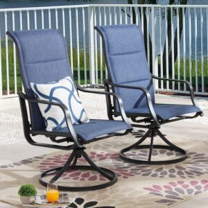 PatioFestival Patio Dining Chairs 2 Pieces Textilene Outdoor High Back Swivel Rockers Set with All Weather Frame (Blue)