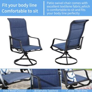 PatioFestival Patio Dining Chairs 2 Pieces Textilene Outdoor High Back Swivel Rockers Set with All Weather Frame (Blue)