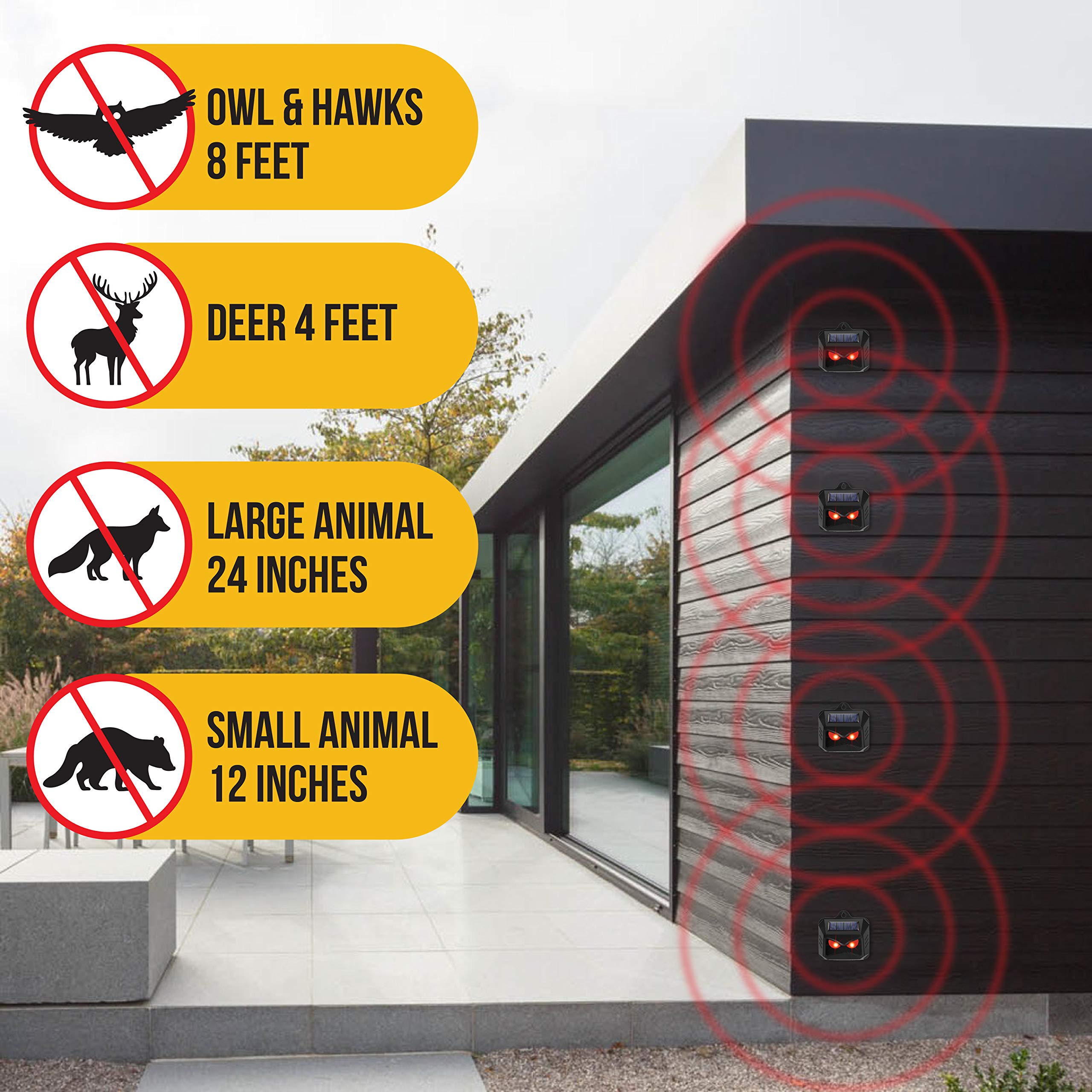 Solar Predator Control Light 4-Pack – Animal Repellent Outdoor – Motion Activated Animal Repellent – Deer Repellent Devices – Cat Repellent – Animal Repellent for Gardens – Fox Repellent – Eye Guard