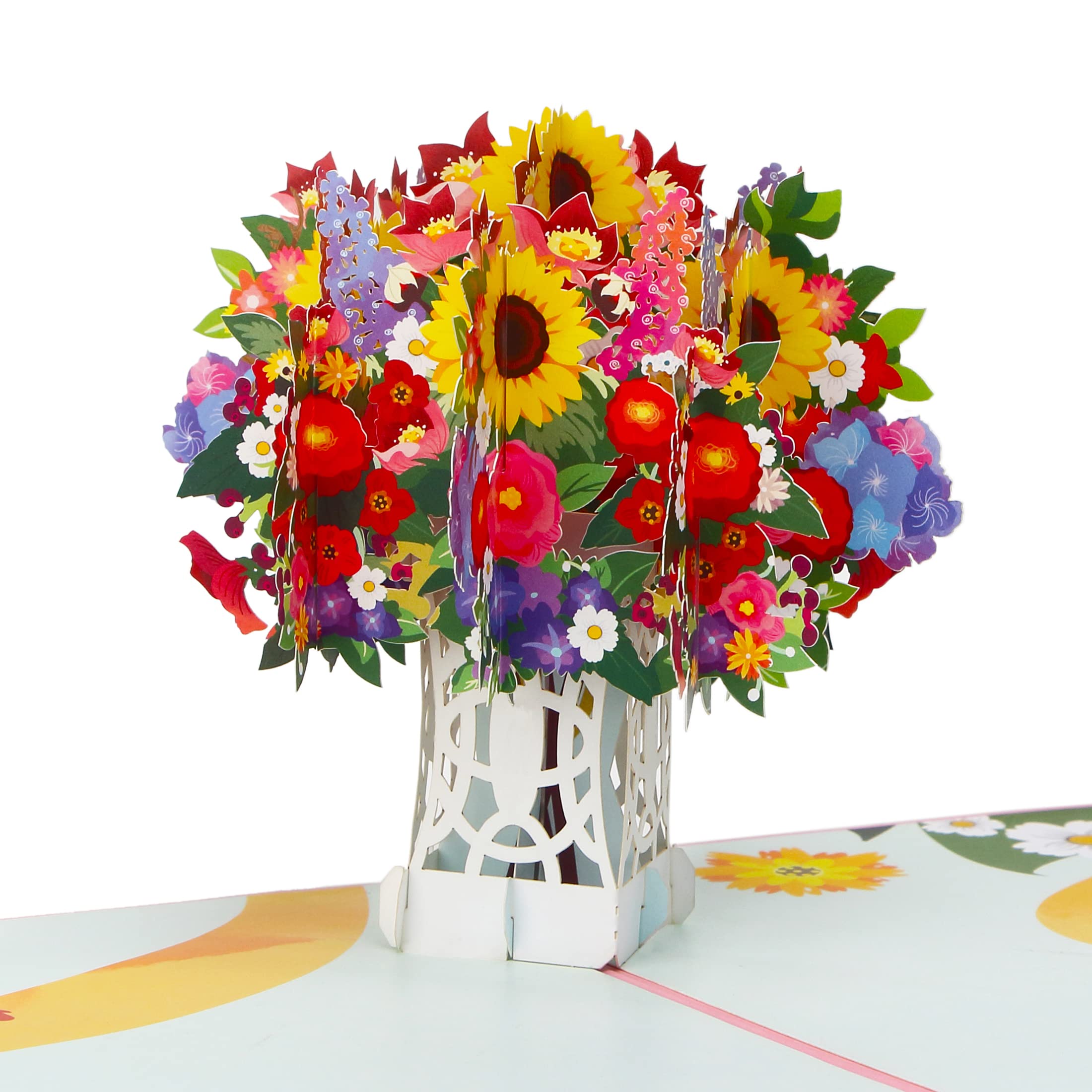 Ribbli Flowers Bouquet Birthday Card - 3D Greeting Pop Up Card,Anniversary Card,Flower Card,Mother's Day,Thank You,Get Well,All Occasions,Flower Gifts For Her,Women,Wife,Girl,Mom,Daughter,Sister