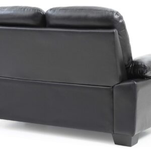 Glory Furniture Marta Upholstered Love Seat, Black Faux Leather