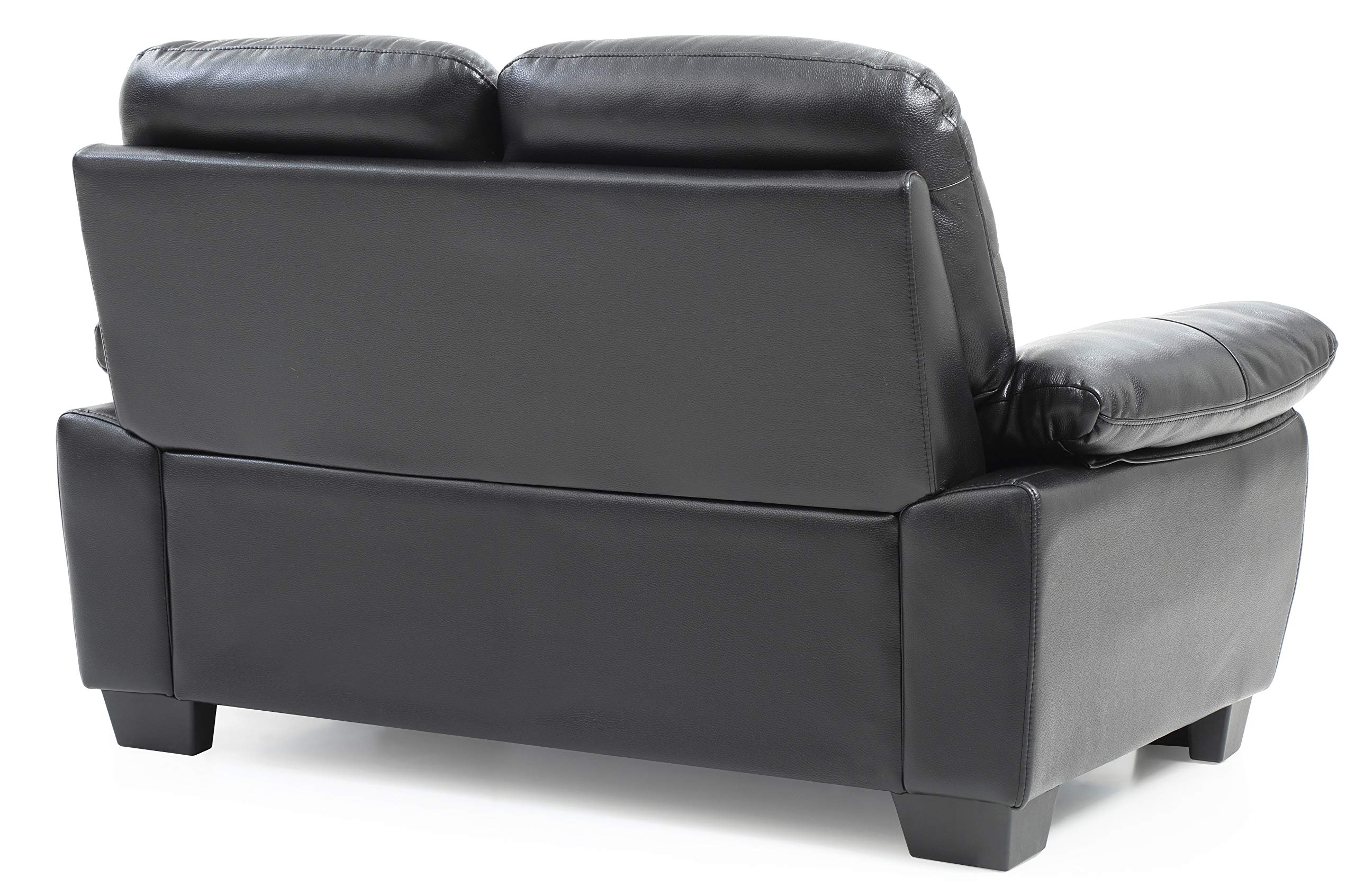 Glory Furniture Marta Upholstered Love Seat, Black Faux Leather