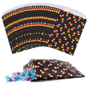 kolewo4ever 100 pieces halloween treat bags halloween candy corn bag halloween paper bags candy buffet paper bags for chocolate candy cookies party favor