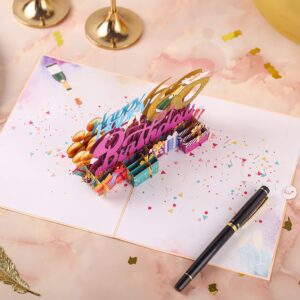 Liif Happy 60Th Birthday 3D Greeting Pop Up Card, Happy Birthday Card For Women, Men, Funny, 60 Years Old, Balloon, Champagne, Celebration - With 60 Gold Glitter & Message Note