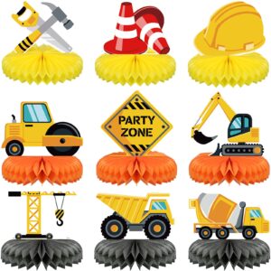 9 pieces construction party centerpieces honeycomb car construction centerpieces truck construction centerpieces 3d construction table decorations for birthday party favors supplies