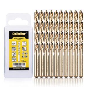 caroller cobalt drill bit set 29-piece m35 cobalt steel metal drill bits durable round shank drill sets for steel, wood plastic sheet metal – includes practical cup-type holder