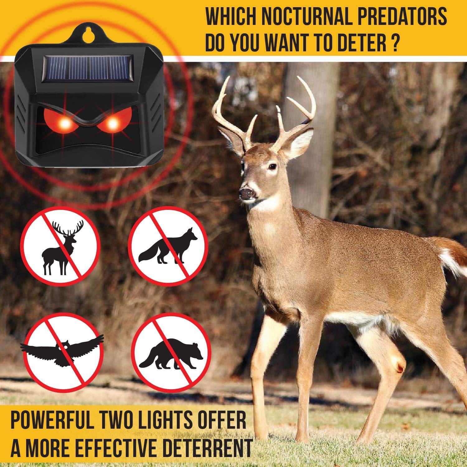 Solar Predator Control Light 4-Pack – Animal Repellent Outdoor – Motion Activated Animal Repellent – Deer Repellent Devices – Cat Repellent – Animal Repellent for Gardens – Fox Repellent – Eye Guard