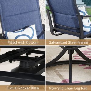 PatioFestival Patio Dining Chairs 2 Pieces Textilene Outdoor High Back Swivel Rockers Set with All Weather Frame (Blue)