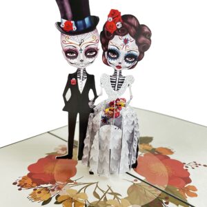 Corpse Couple, Corpse Bride and Groom, Funny Wedding Card, Birthday Card, Halloween, Valentine's Day, Day of the Dead, Dia de Muertos (on Flower)