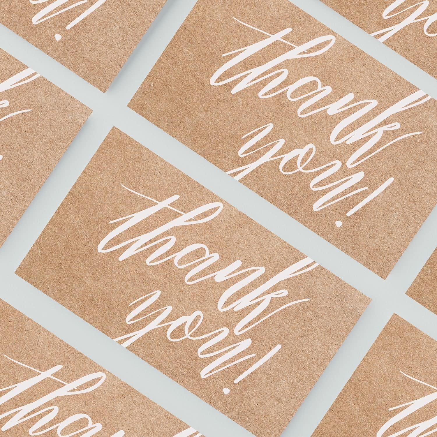 Mobiusea Creation 120pcs Rustic Kraft Thank You Inserts | 2" x 3.5" | Thank You For Supporting My Small Business Cards | Thank You Cards Small Business | Cute Packaging for Small Business