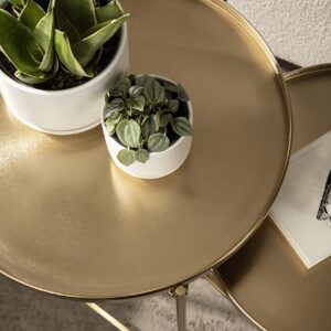 Kate and Laurel Ulani Round Metal Nesting Accent Tables, 2 Piece, Gold