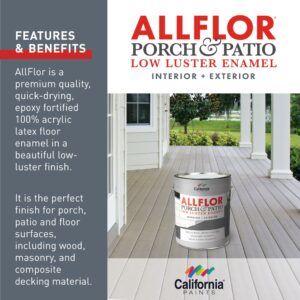 CALIFORNIA PAINTS ALLFLOR Porch, Patio and Floor Enamel Paint, Black, 1 Quart, Extremely Durable Water-Based Formula, Ideal for Patios, Pool Decks, Basements & More