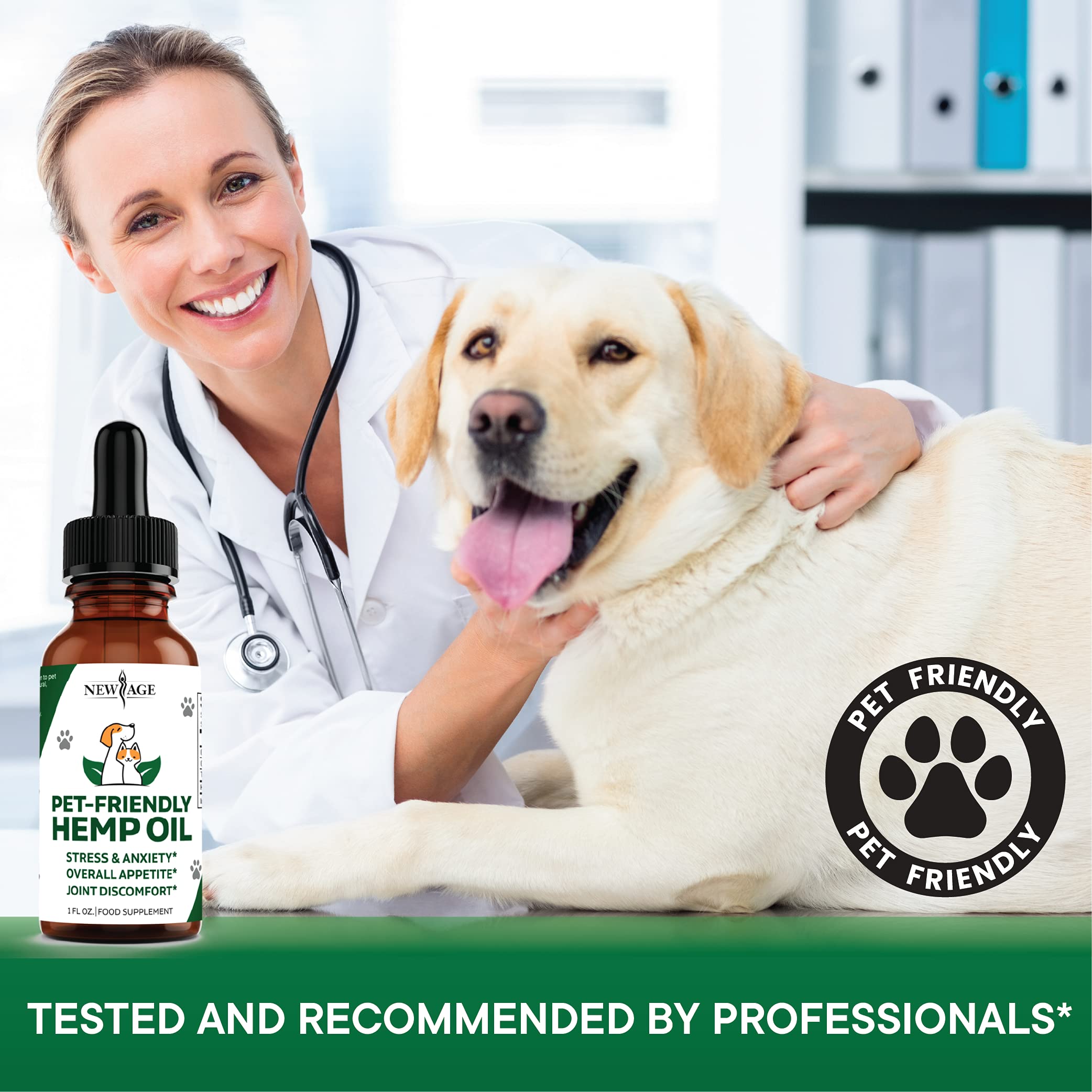 Natural Hemp Oil for Dogs and Cats by NEW AGE - Dog Calming Aid - Hip and Joint Health, Mobility, Immunity - Pet Hemp Oil Rich in Omega 3, 6, 9 – 2 Pack