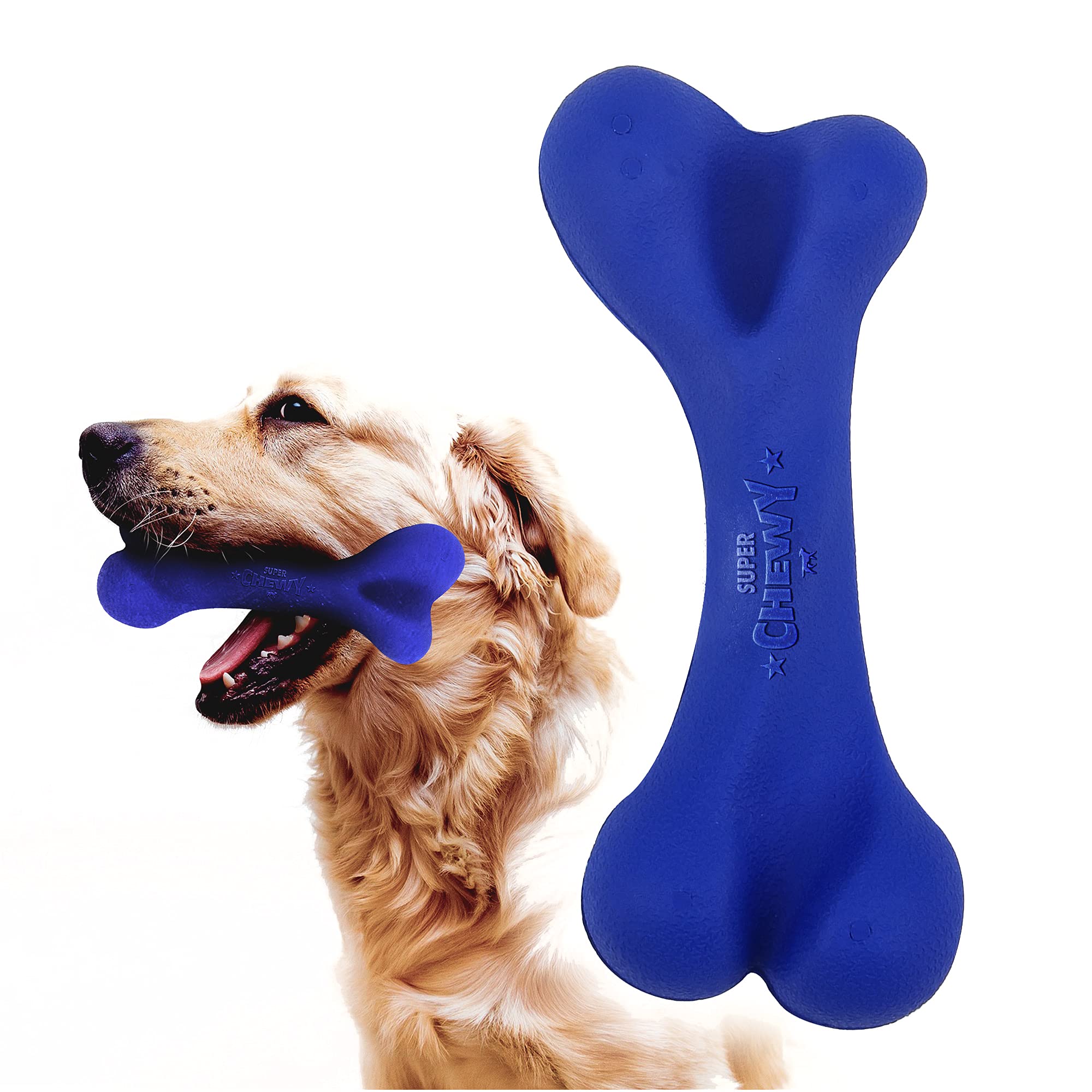 Tuff Pupper SuperChewy Tough Dog Bone Toy Strong Natural Rubber | Great Dog Fetch Toy | Chew Toy for Dogs | Ultra Durable Chew Toy for Moderate Chewers | Large Breed Tested