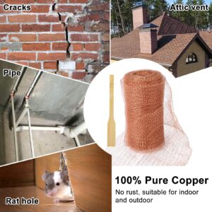 Copper Mesh Roll for Mice Rat Repellent, Sturdy 5’’ * 32Ft Copper Wool Mouse Trap Hole Filler for Bat Snail Bird Control with Packing Tool