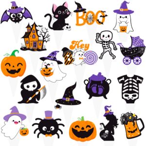 48Pcs Hallooween Cupcake Toppers A Baby is Brewing Cupcake Toppers Halloween Baby Shower Cake Decorations Ghost Pumpkin Cupcake Picks for Happy Hallowwen Boo Baby Shower Birthday Party Supplies