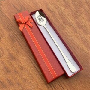 New Stainless Steel Spoon,Drink Tea Read Books Be Happy,Enjoy Afternoon Tea Spoon 304 Pointed Gift Couple Leisure Tea Set Dinner Spoon,Christmas Birthday Gift,Can Be Custom Wholesale.