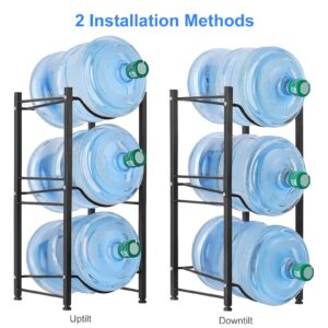 MOOACE 3-Tier Water Jug Rack, 5 Gallon Detachable Water Bottle Holder for Kitchen, Office, Home, Black