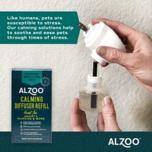 ALZOO Calming Diffuser Refill for Cats, Helps Reduce Unwanted Stress-Induced Behavior, 100% Plant-Based Active Ingredients, Covers Up to 500 Sq. Ft, 1.52 Fl. Oz.