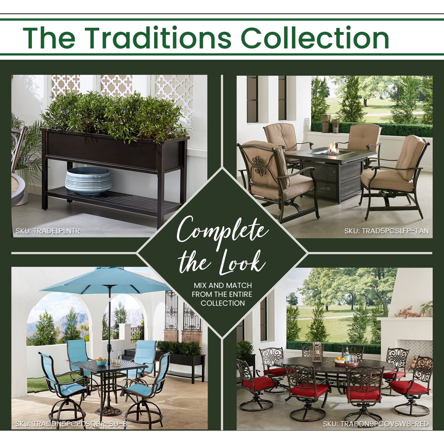 Hanover Traditions Outdoor Patio 50" Slat Top Console Table, 2 Shelf, Brushed Bronze Finish, Rust-Resistant, All-Weather